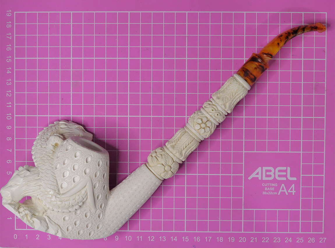 Handmade Block Meerschaum Saxaphone Dragon Pipe