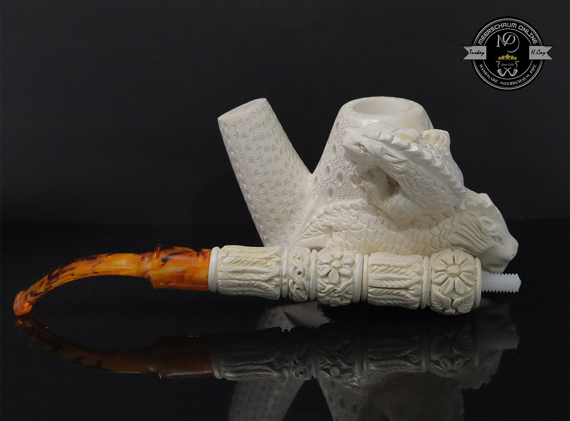 Handmade Block Meerschaum Saxaphone Dragon Pipe